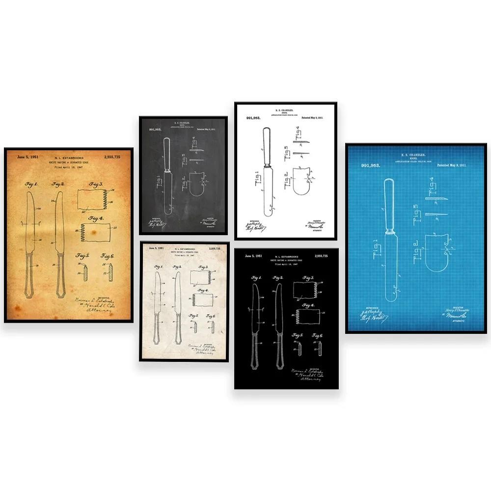 Seni dinding kitchen vintage: Paria mentega 1951 & cetakan paten 1911 ...