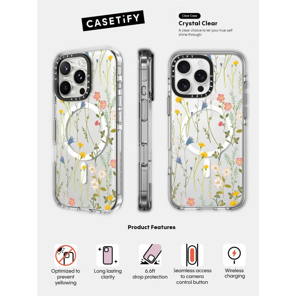 CASECASE X garden Case Impact Clear Magnetic suction Case for iPhone 16 ...