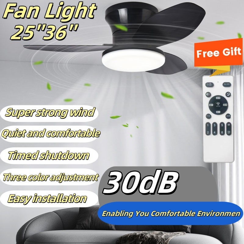 6 Speed Strong Wind Fan Remote Control Restaurant Bedroom LED Lighting ...