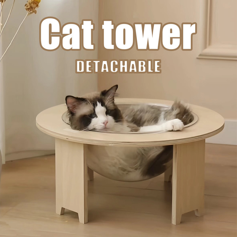 Space Capsule Cat Bed Cat Space Capsule House Detachable Wood Stand ...