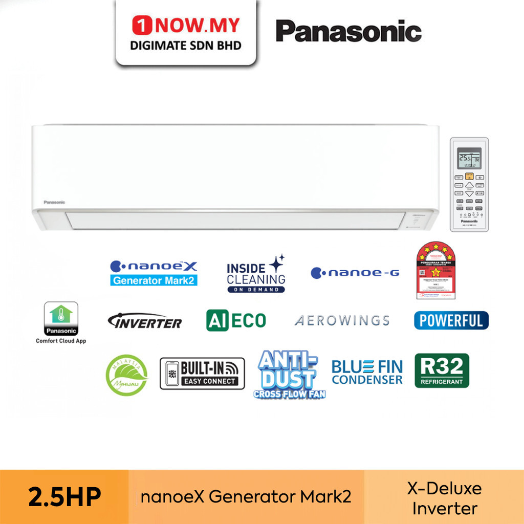 PANASONIC 2.5HP X-Deluxe Inverter Air Conditioner KU Series CS-KU24AKH ...