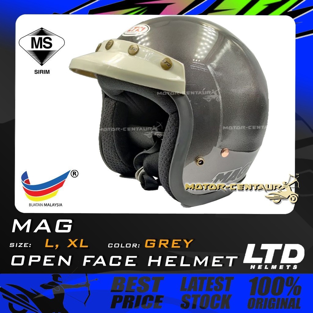 TOPI KELEDAR LTD HELMET MAG 5 BUTTONS METALLIC GLOSSY GREY SIZE: L(60CM ...
