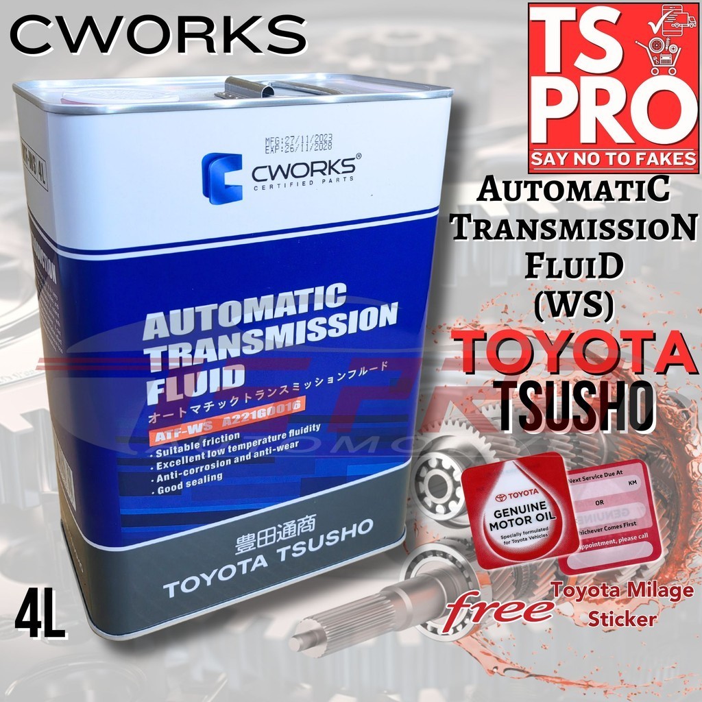 TOYOTA TSUSHO CWORKS Genuine Automatic Transmission Fluid ATF WS Minyak Auto 4L | Shopee Malaysia