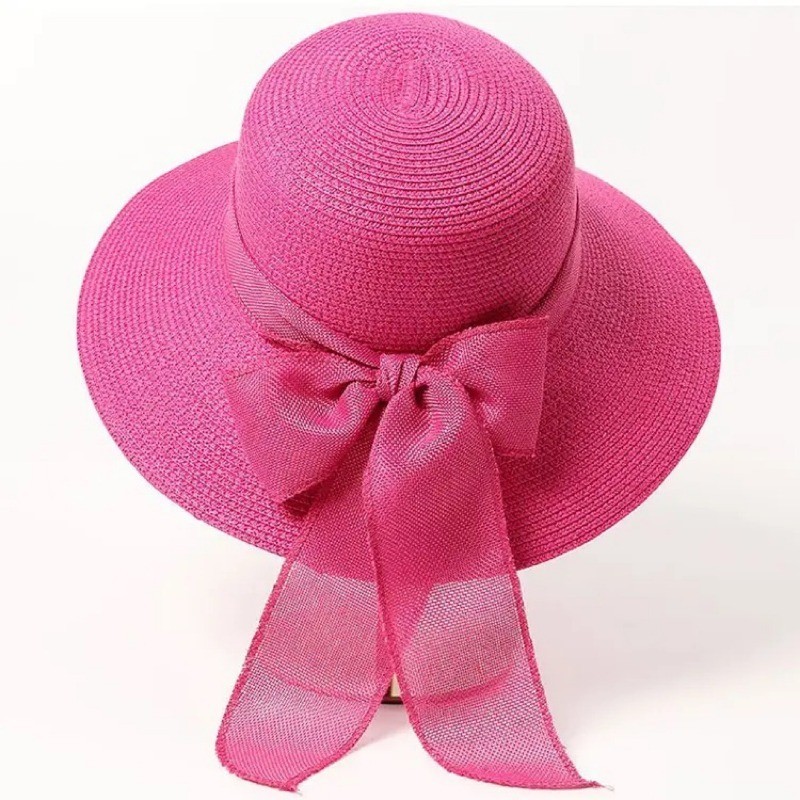 Summer hat, sun shading ribbon, bow, tourist beach hat, summer | Shopee ...