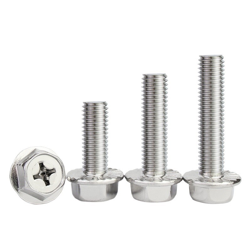 [KZS] 304 Stainless Steel Hexagon Flange with Washer Screw Phillips Flange Outer Hexagon Bolt ...