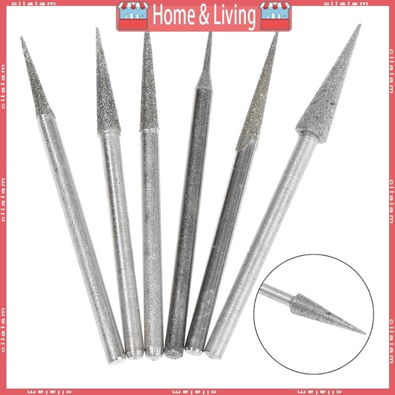 ci 6pcs Diamond Coated Grinding Needle Bits Burr Tapered Point Lapidary ...