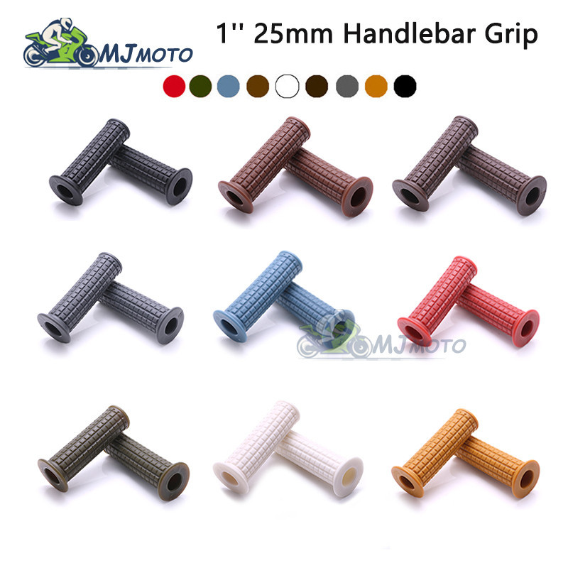 Universal 1'' 25mm Rubber Handlebar Grips Gel Motorcycle Retro Hand ...