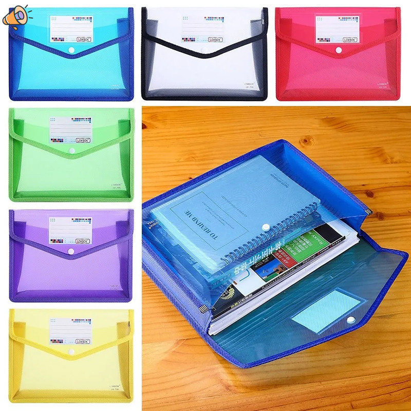 Button Type A4 Size Clear File Transparent Waterproof File Case ...
