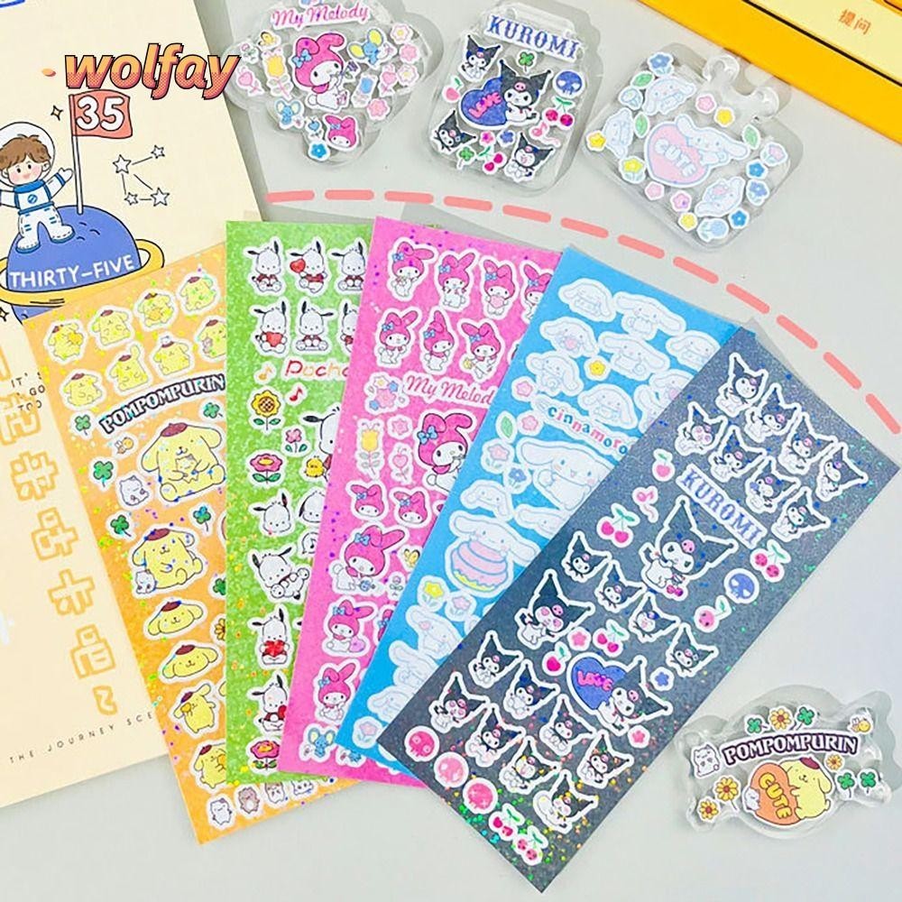 WOLFAY Modeling Sticker, Laser Stationery Sanrio Sealing Sticker ...