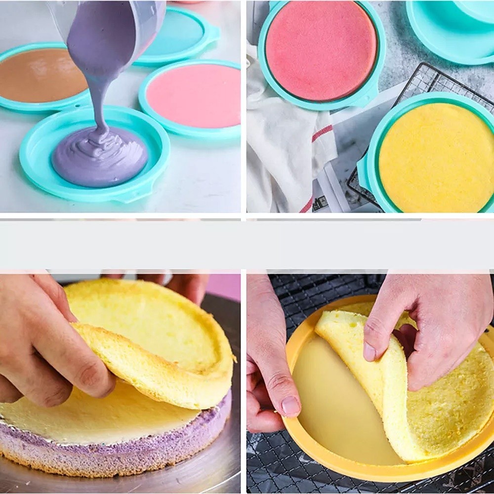 DC Acuan Kek Bulat Silikon Birthday Cake Layered Rainbow Mould High ...