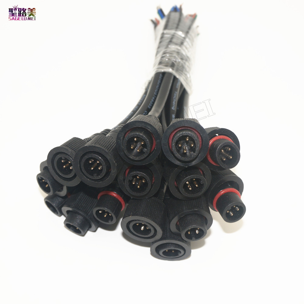5 pairs/lot Waterproof Connector Cable 4PIN Core 20cm Length With Male ...