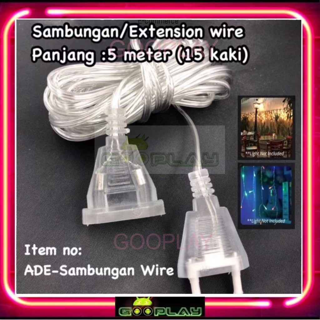 EU Plug 5meter Extension Cable AC240V Led Lantern String Chritmas Tree ...