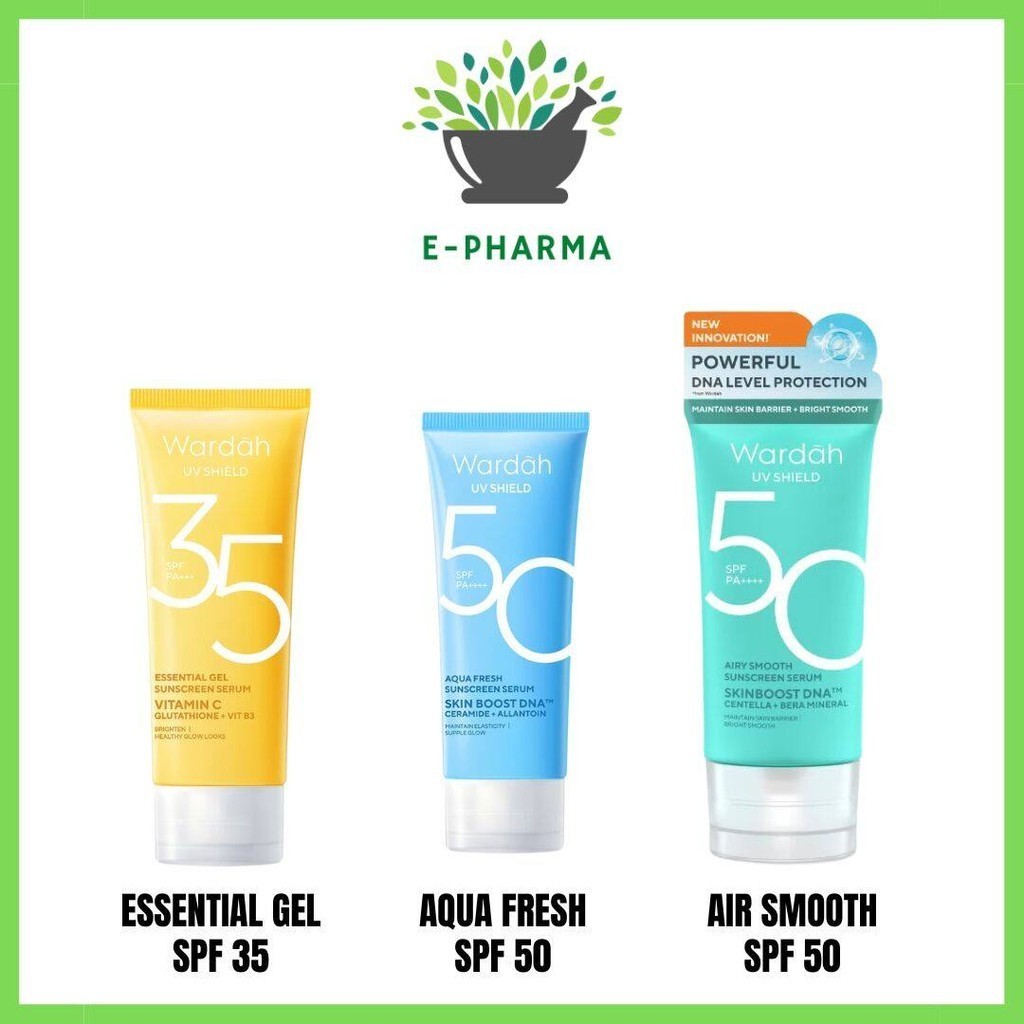WARDAH Gel Sunscreen Serum SPF 35 40ml, UV Shield Aqua Fresh Sunscreen ...