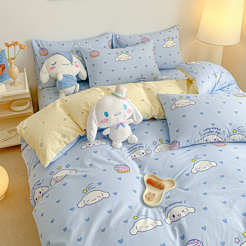 Cinnamoroll Bedsheet Cartoon Cute Sanrio Kuromi Quilt Cover Pillowcase ...