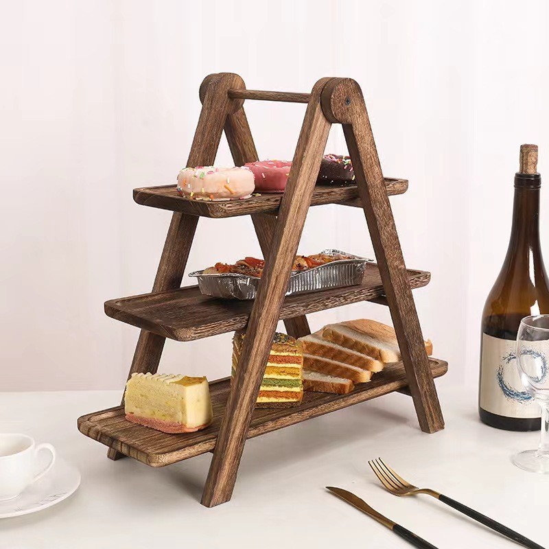 3 Tiered Tray Stand- Wooden Farmhouse Tiered Tray - Serving Tray For ...
