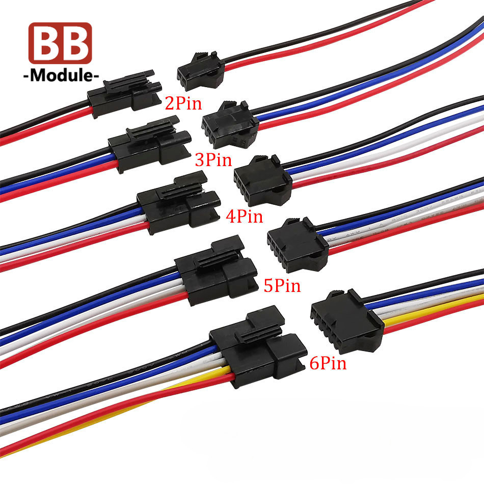 5Pairs JST SM Male Female Wire Cable Connector 2/3/4/5/6 Pin JST SM Plug Socket Cable Connector ...