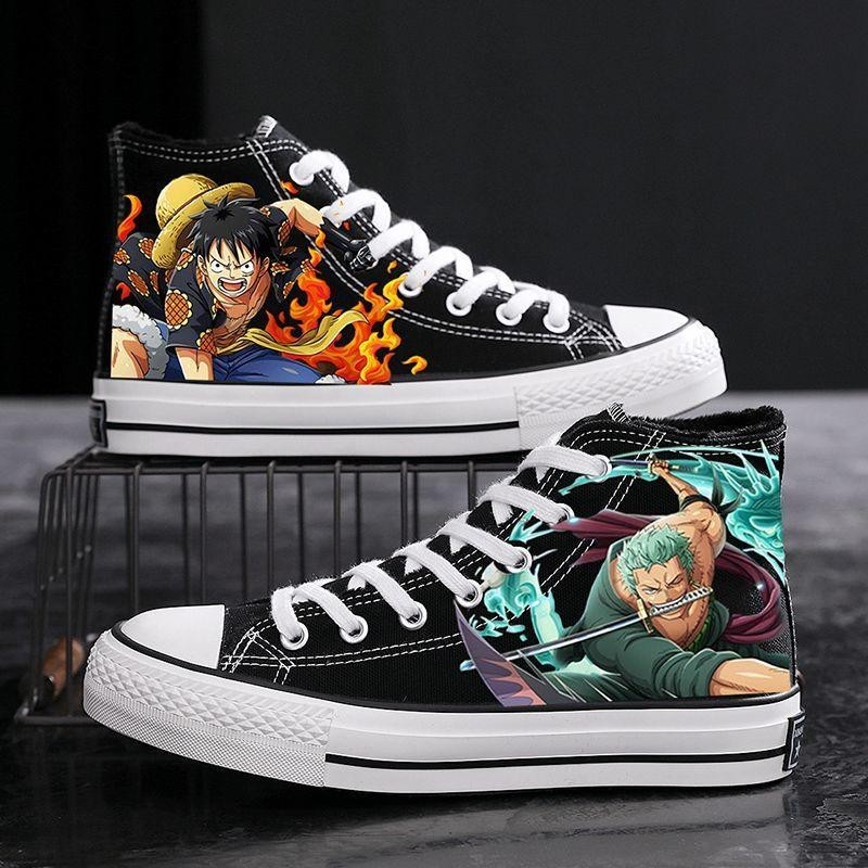 One Piece co-branded shoes trendy high-top canvas shoes for One Piece ...
