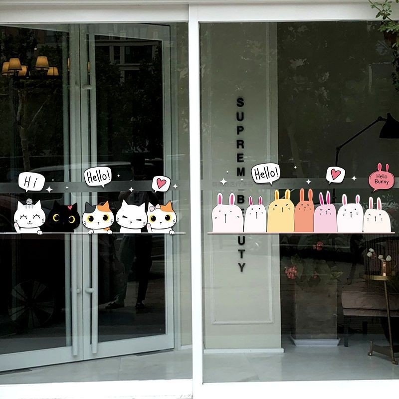 Glass Stickers Cartoon Wall Stickers Decorative Glass Door Stickers ...