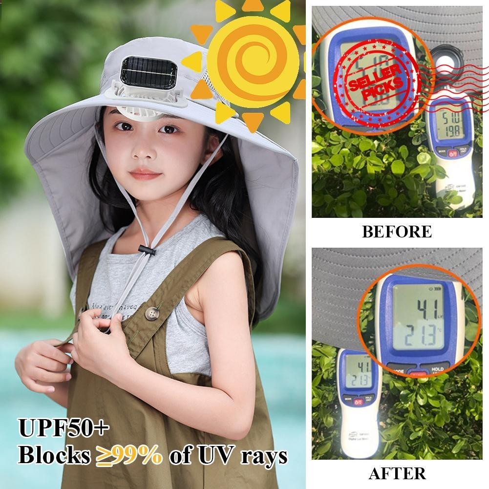 Mini Fan Cap For Kids Solar Powered Sports And Outdoor Cap Fan | Shopee ...