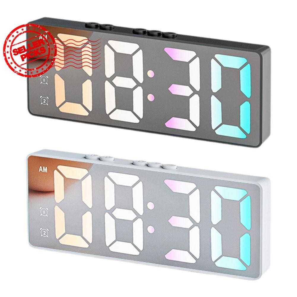 Colorful Led Mirror Digital Clock Dualuse Plugin Electronic Alarm Clock ...