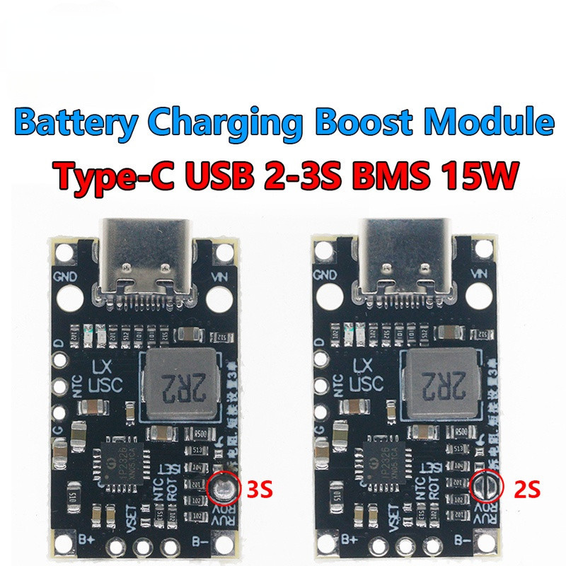 Type-C USB 2-3S BMS 15W 8.4V 12.6V 1.5A Lithium Battery Charging Boost ...