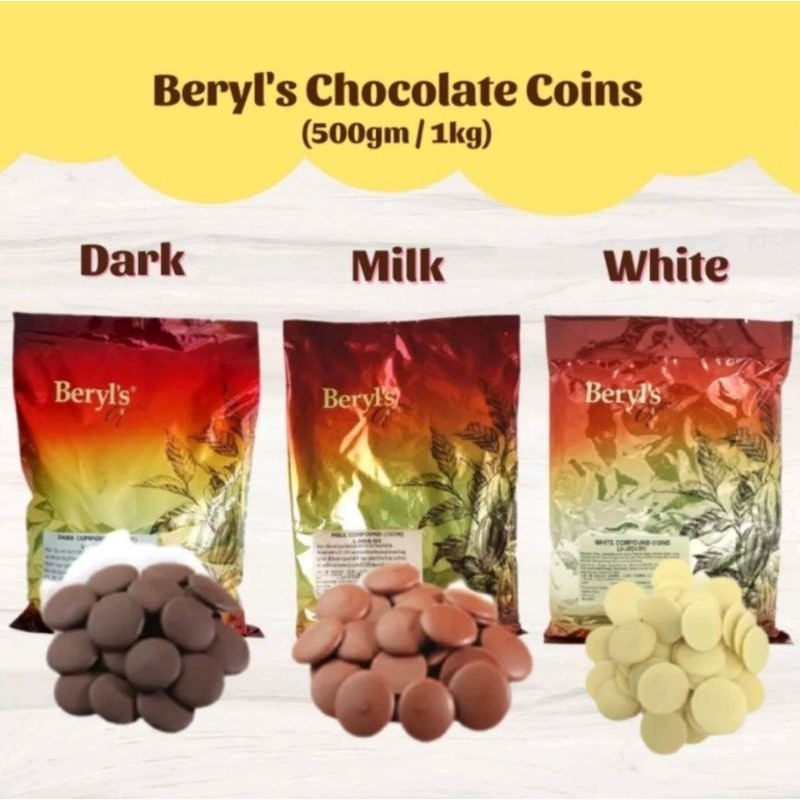 Beryl's Chocolate Compound Coins - Dark /Milk /White [beryls] [1kg/500g ...