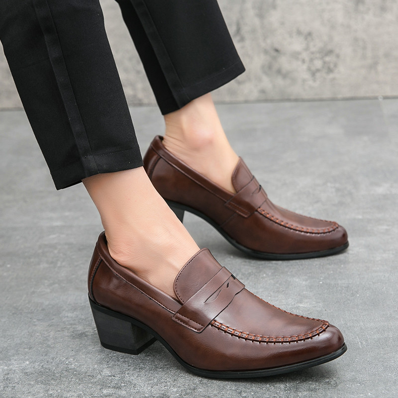 Men Shoes with heel High Heels Business Shoes 38-46 Formal Wedding Slip ...