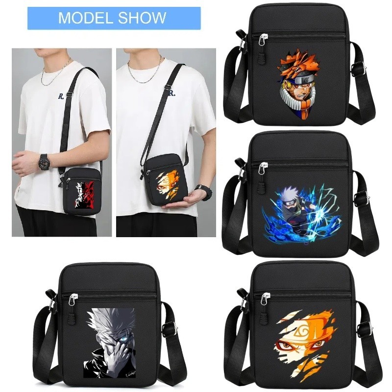 New Naruto Crossbody Bag Sasuke Naruto Printed Square Fashion Canvas ...