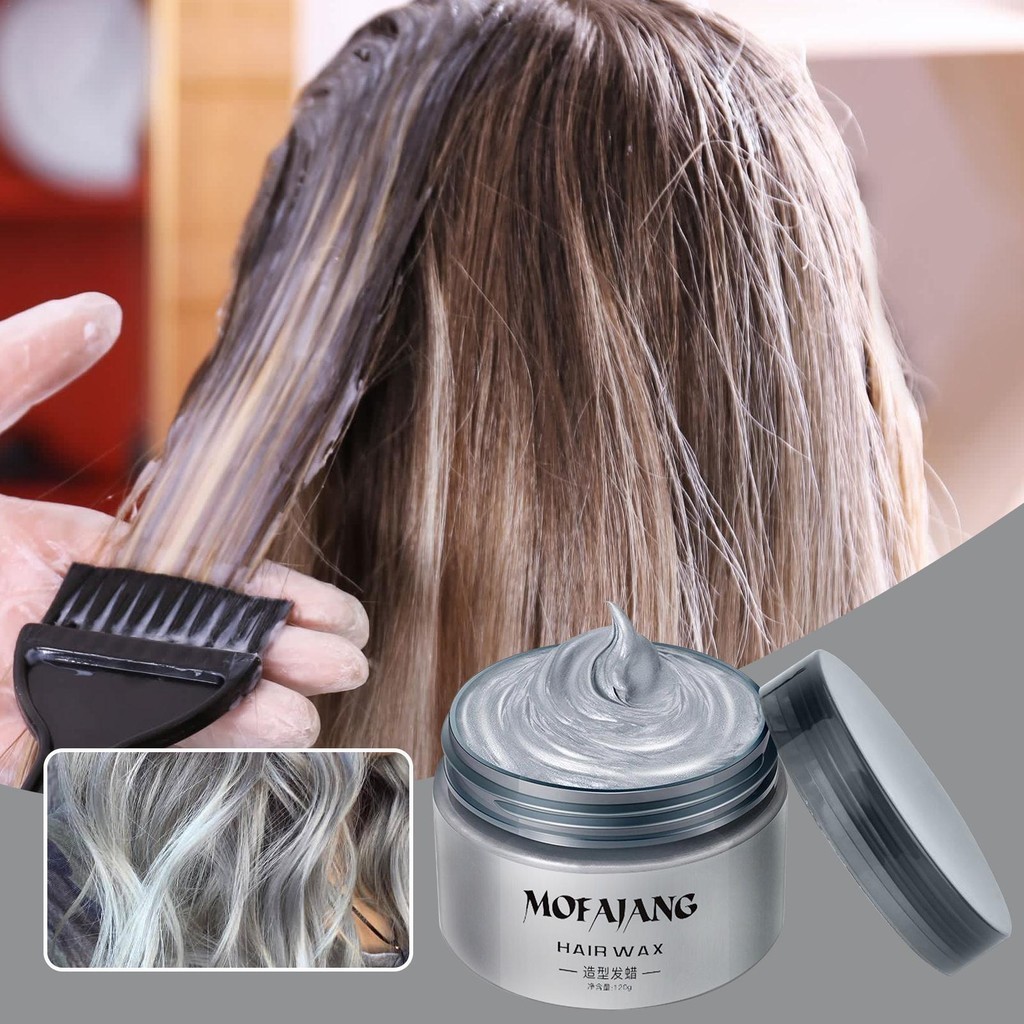 Silver Grey Hair Dye Temporary Instant Hair Styling Mud Cream Long ...