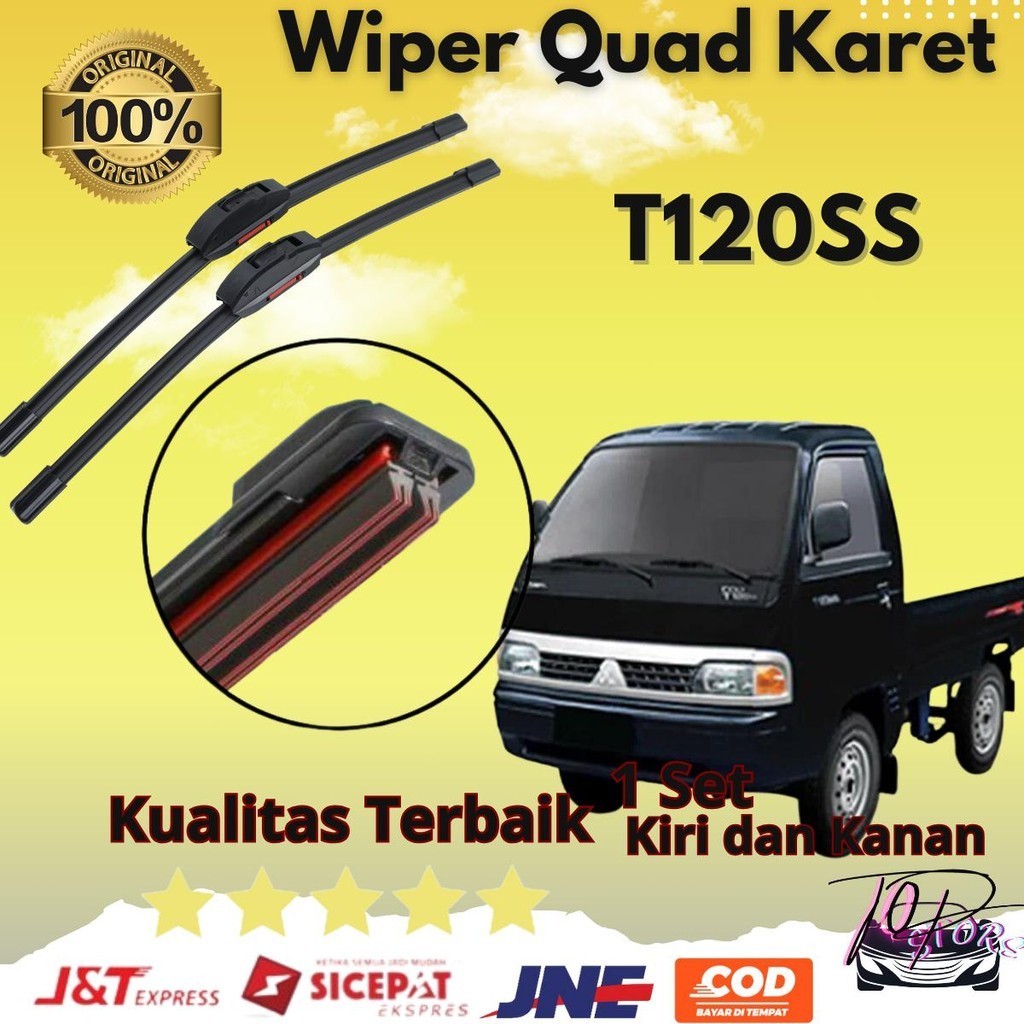T120ss Rubber 4-rubber Quad Wiper Car Glass Broom Frameless Banana ...