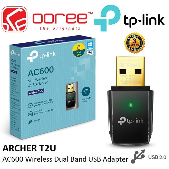 TP-LINK ARCHER T2U AC600 WIRELESS DUAL BAND MINIATURE DESIGN USB ...