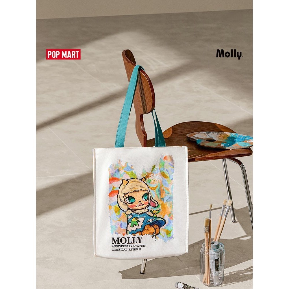 Popmart POPMART MOLLY Anniversary Sculpture Classic Return 2 Series Canvas Shoulder Bag Summer ...