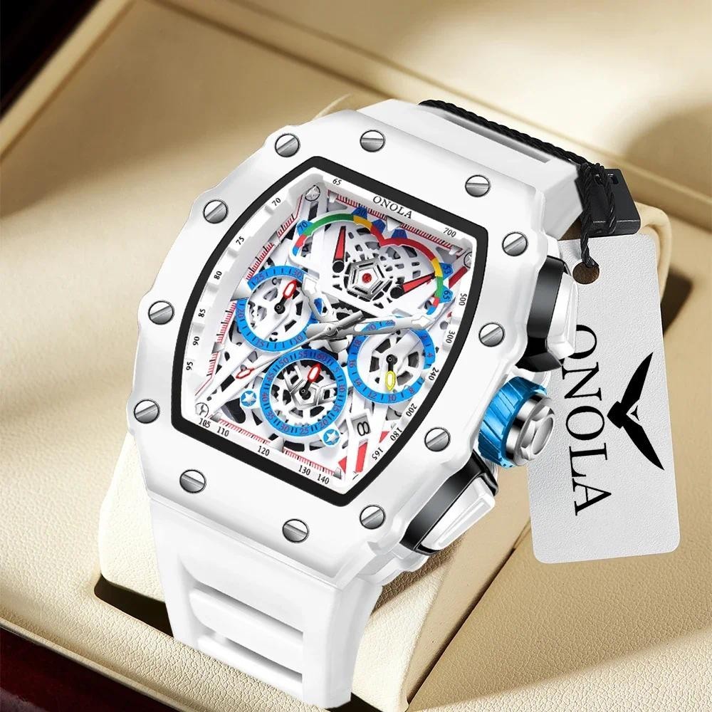 ONOLA Luxury Wine Barrel Waterproof Luminous Date Chronograph Casual ...