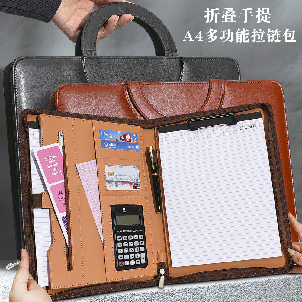 A4 Office Manager Folder Binder Business Multifunctional PU Folder ...