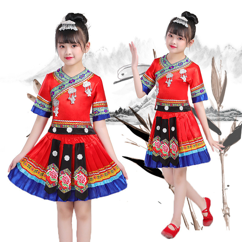 Min Girls March Three Strong Ethnic Dance Bamboo Pole Dance Costumes ...