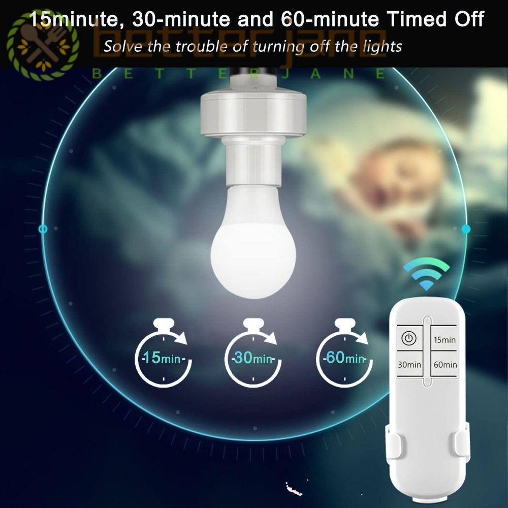 BETTER-JANE Remote Control Lamp Holder, Potable 15/30/60 Min Timer E27 ...
