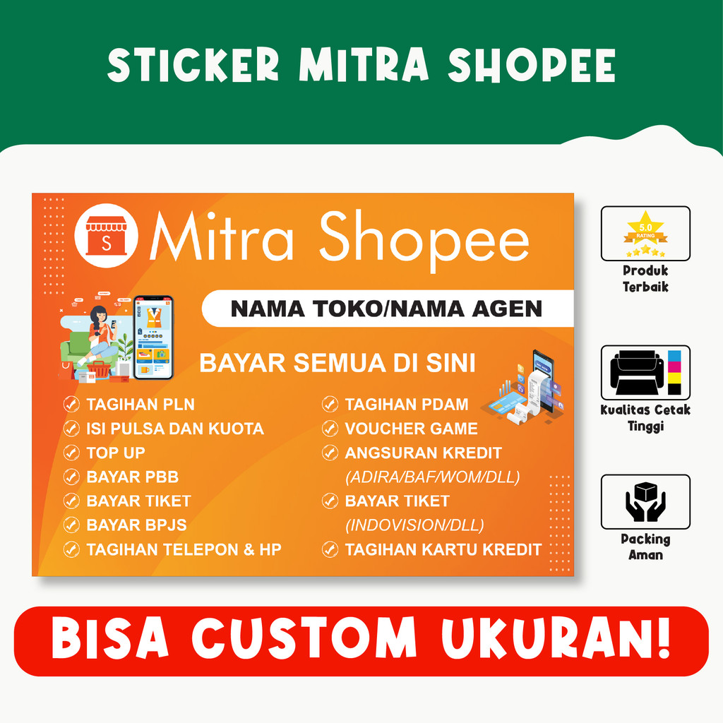 Shopee Partner Sticker – Payment Service Information, Can Customize ...