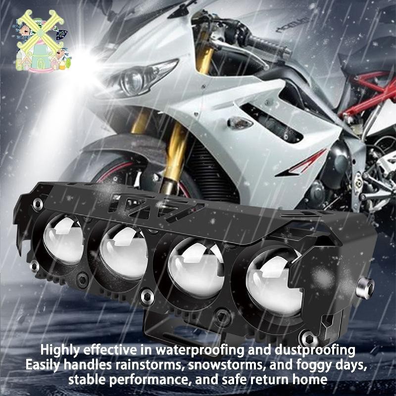Motorcycle Four-Eye LED Spotlight Strong Light Spotlight Electric ...