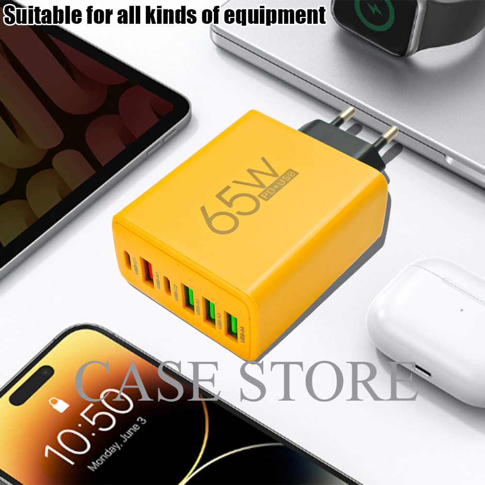 Case STORE 65W Fast Charging Shell Charger 4 Usb A Ports + 2 PD Ports ...