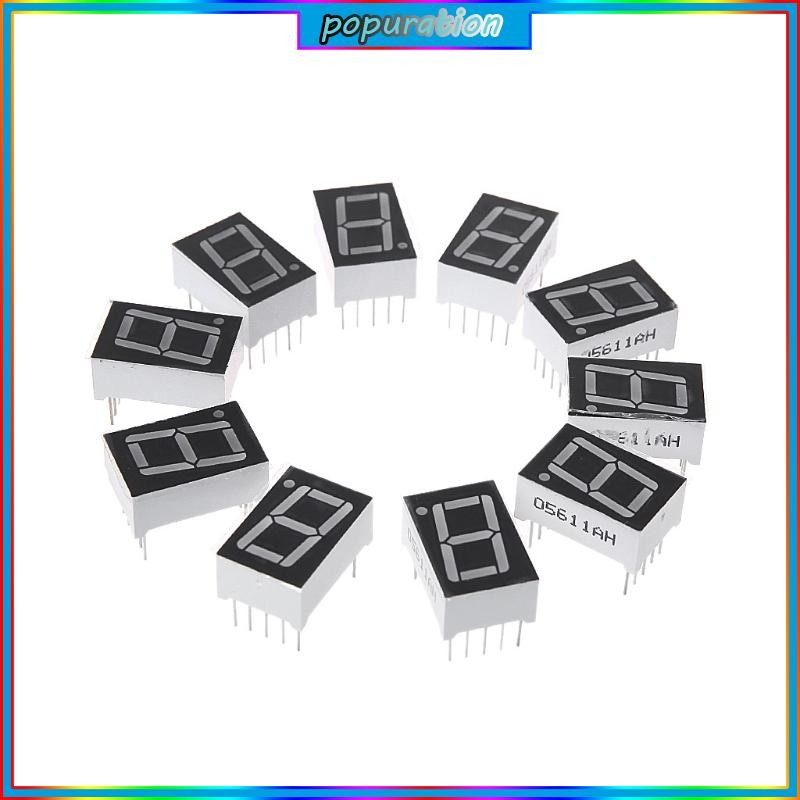 10PCS 0.56 Inch 7 Segment 1 Digital LED Display Red Common Cathode ...