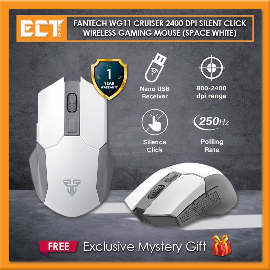 Fantech WG11 Cruise 2400 DPI Silent Click Wireless Gaming Mouse - Space ...