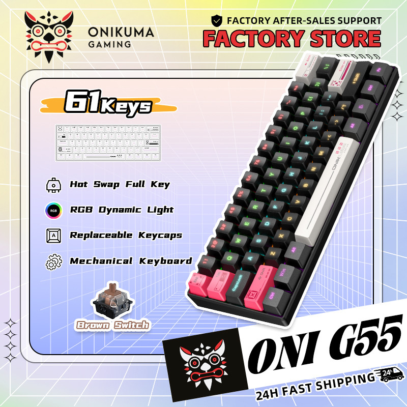 ONIKUMA G55 Gaming Keyboard Wired USB Port 61Keys RGB Lights Mechanical ...