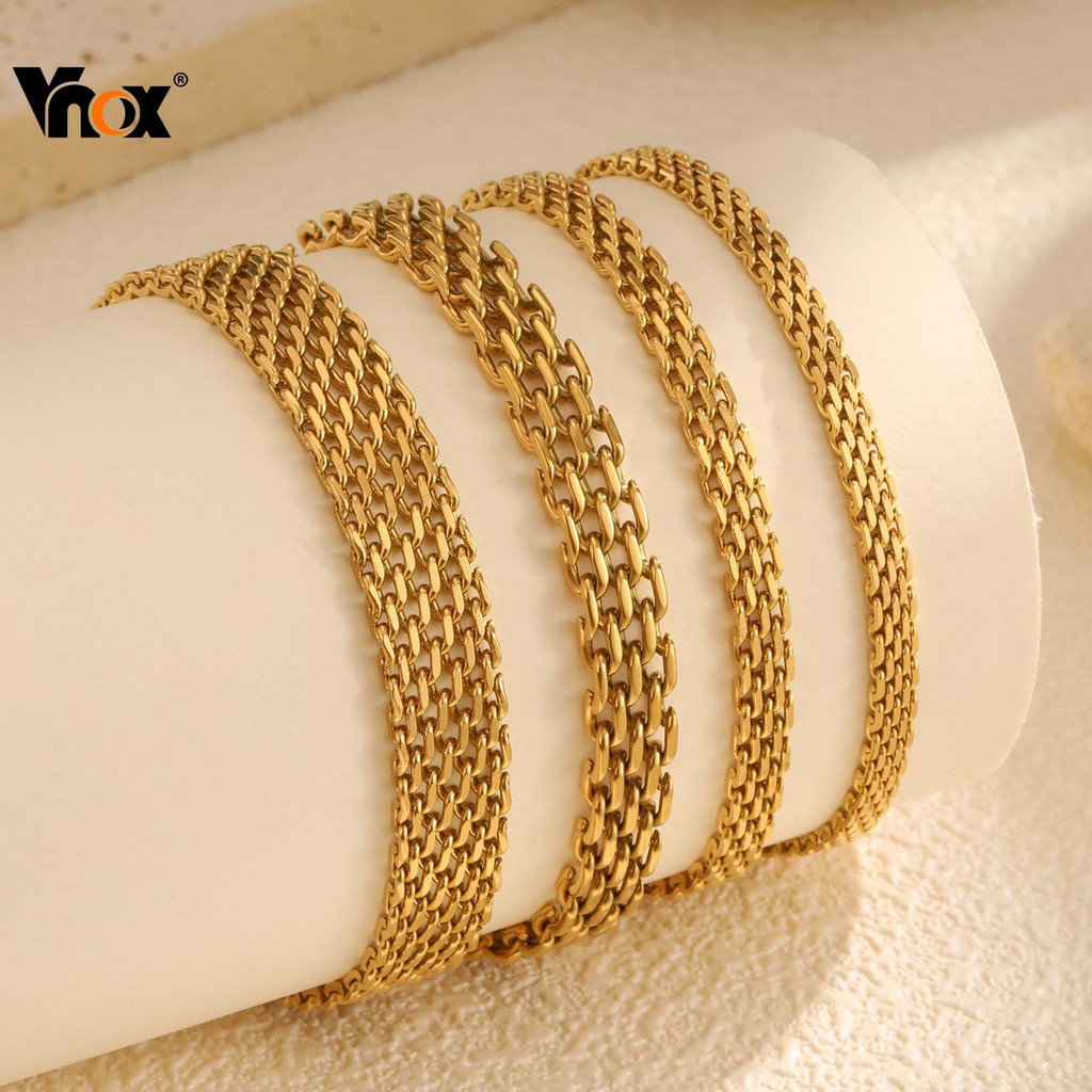Vnox Watchband Shaped Mesh Chain Bracelet for Women Men,Gold Stainless ...