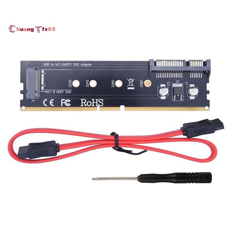 DDR3 DDR4 DDR2 to M2 SSD Adapter DDR to M.2 Hard Disk Adapter Card Black SATA 15Pin Power + SATA ...