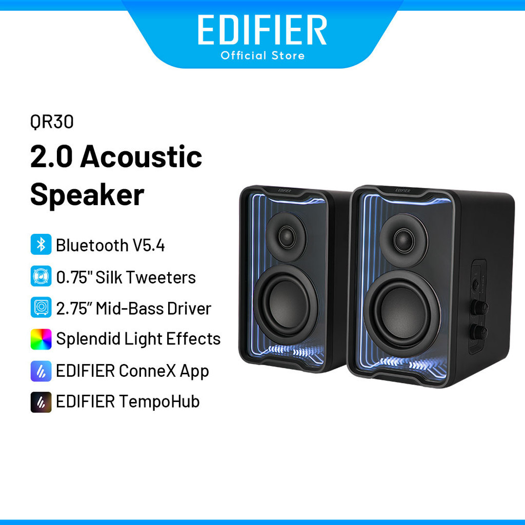 Edifier QR30 Compact Desktop Active Speaker with Quality Sound Performance and Dynamic Light ...