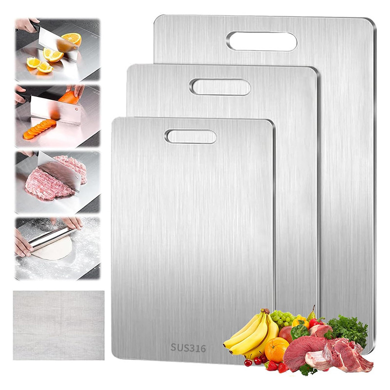 316 Stainless Steel Cutting Board Double-side Kitchen Chopping Board ...