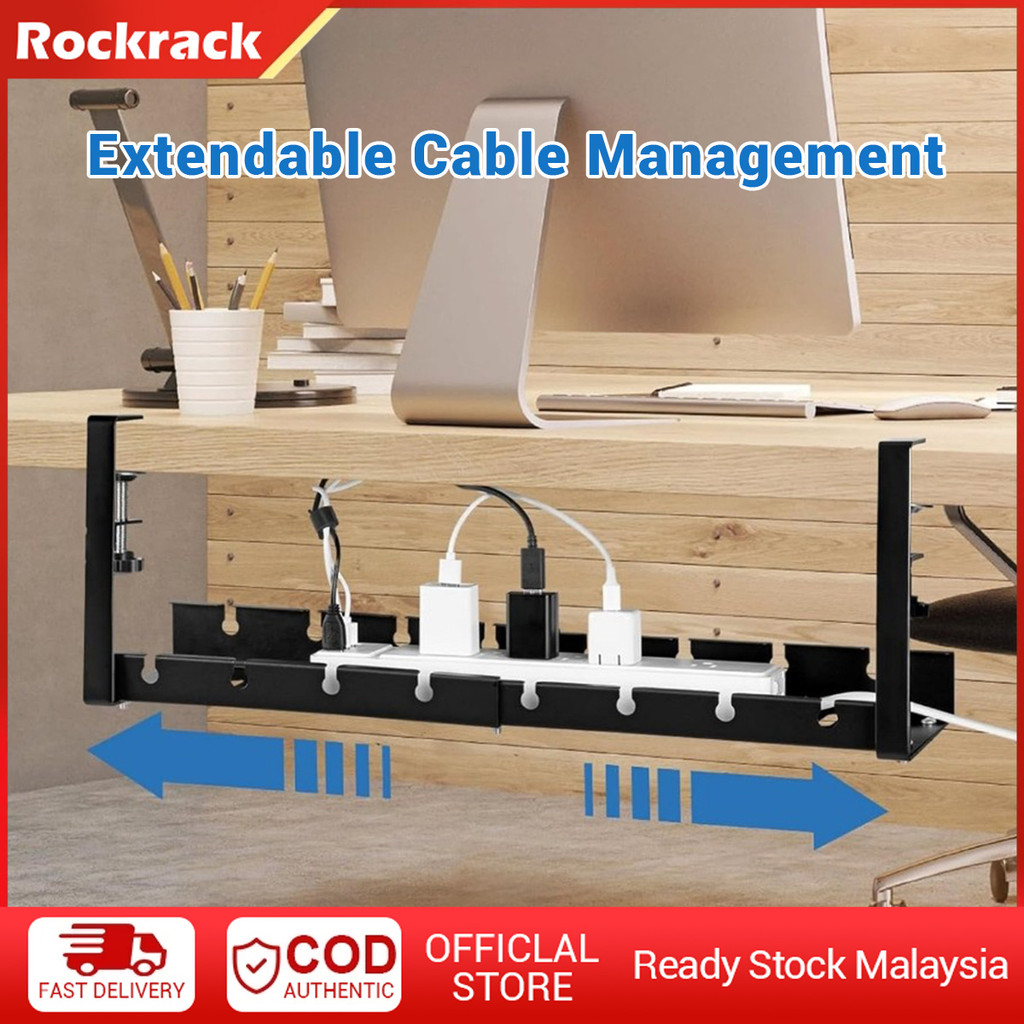 Extendable Under Desk Cable Management Wire Organizer Tray Table Pc ...