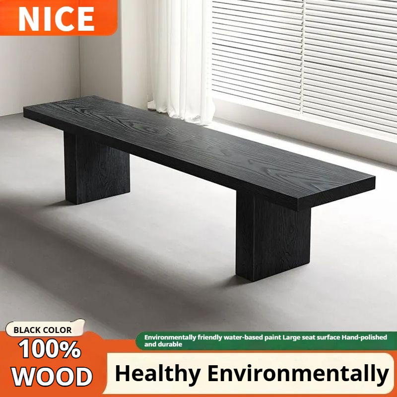 220CM Sturdy Solid Wood Bench Long Rectangular - Modern Living Room ...