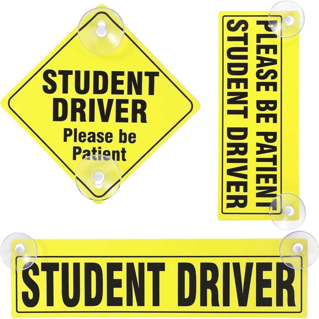 3-Piece Student Driver Sticker Kit – Reflective Car Magnet Signs with ...