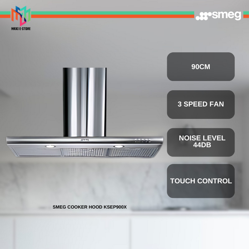 Smeg KSE-P900X Cooker Hood 90CM Touch Control KSEP900X Hud Memasak ...